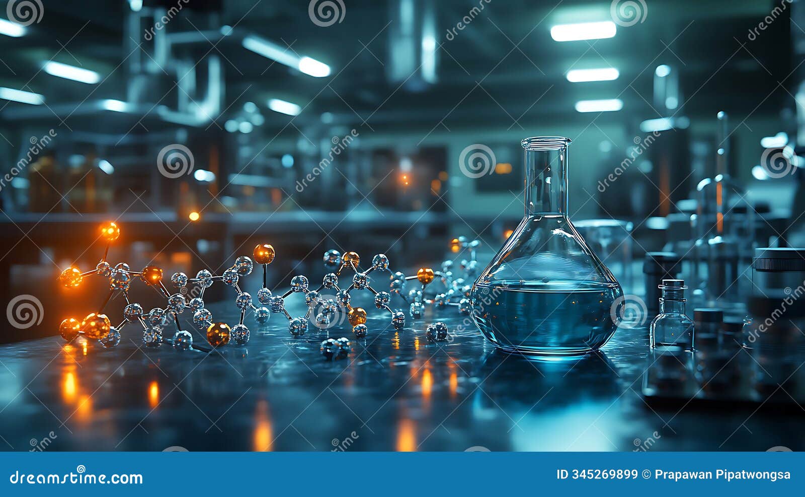 Digital Lab Environment Showcasing Chemical Synthesis with Glassware ...