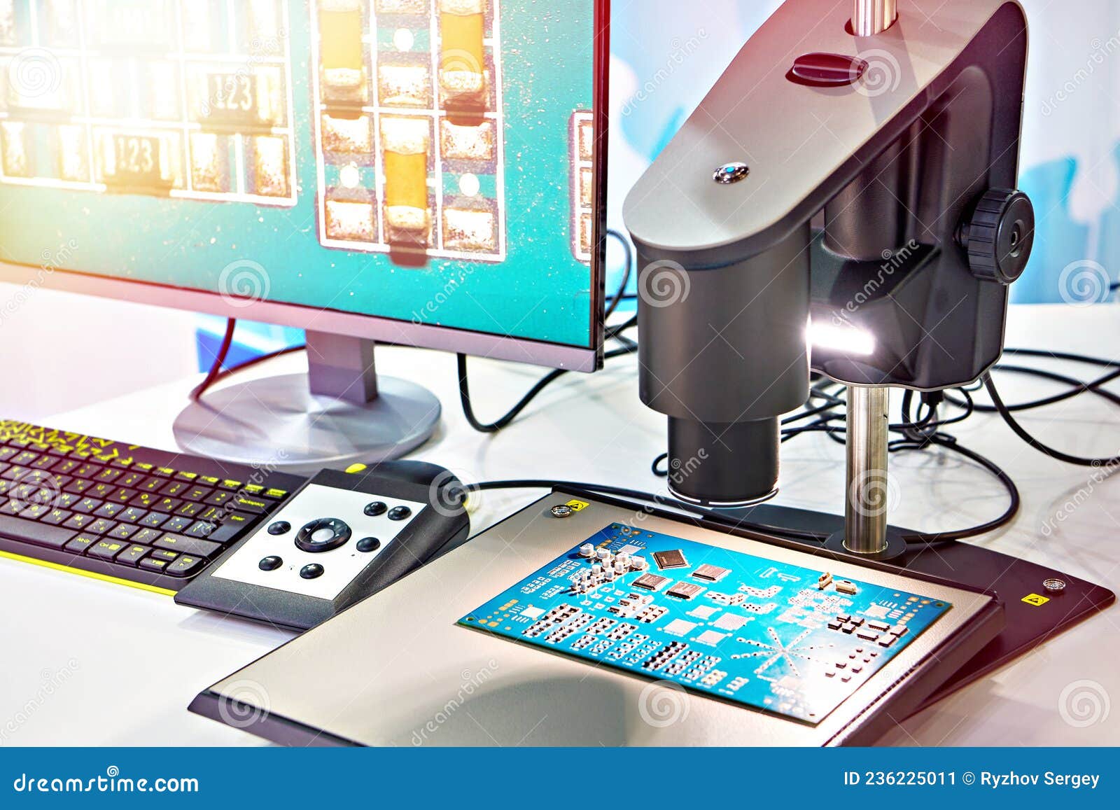 Digital Microscope and Monitor Stock Image - Image of manufacturing ...