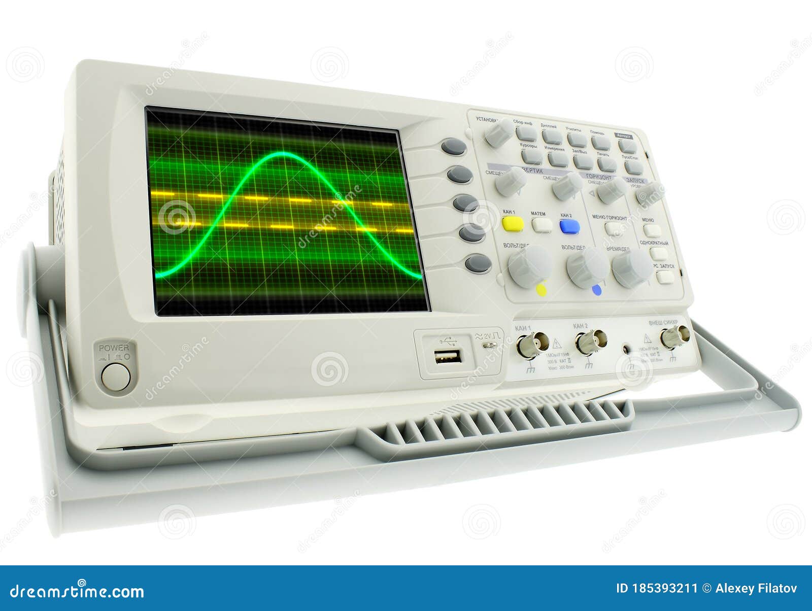 Digital Laboratory Oscillograph Isolated on White Background Stock ...