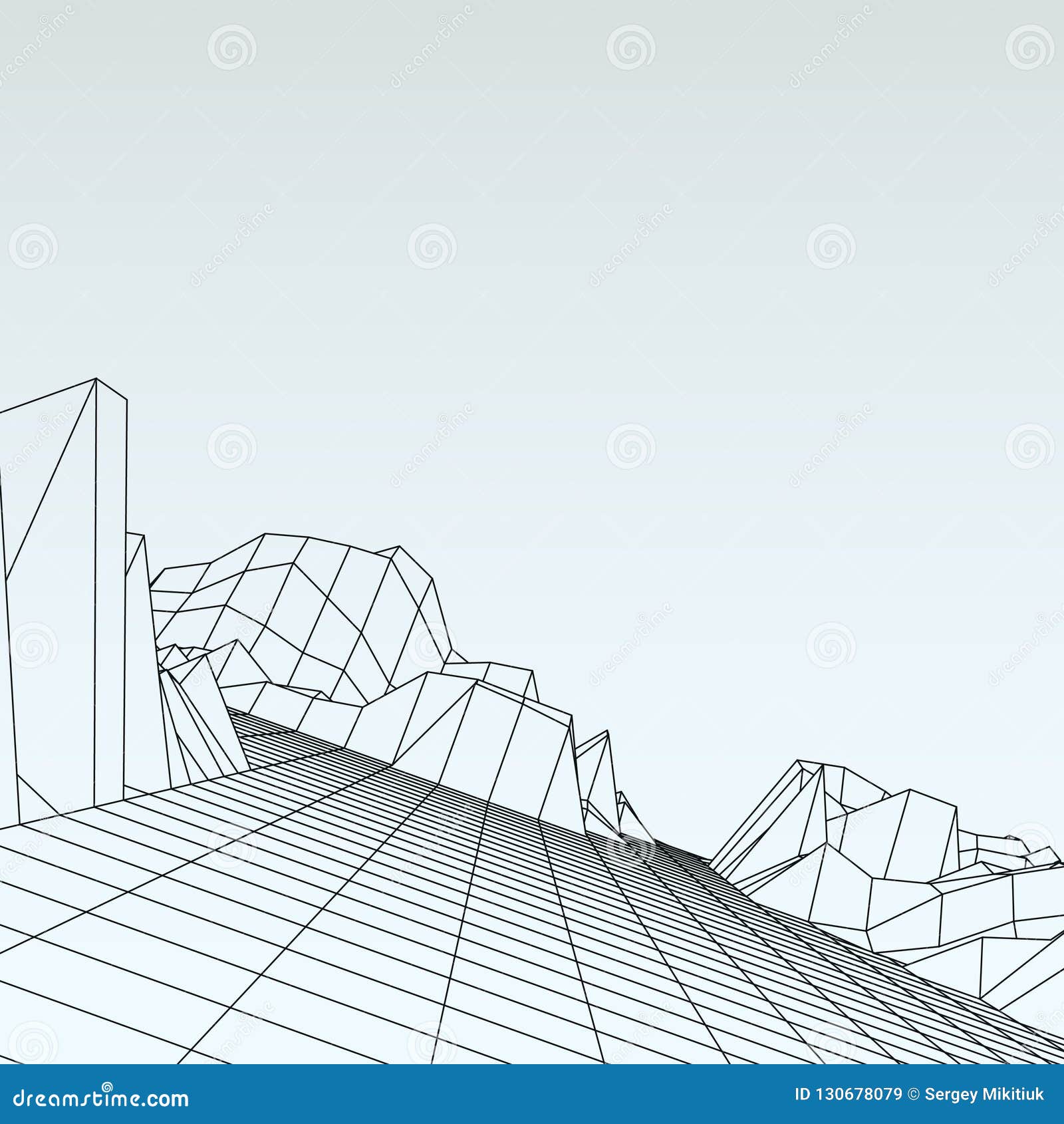 Digital Landscape. Abstract Vector Wireframe Background Stock Vector ...