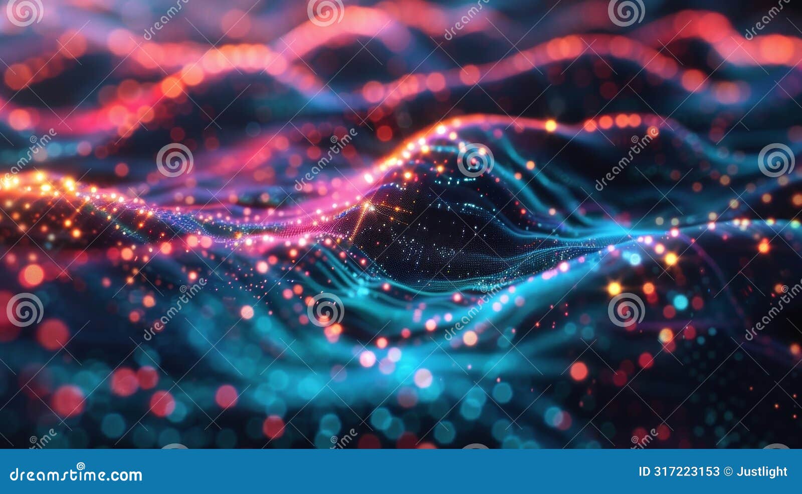 A Digital Landscape with Colorful Pixelated Particles Representing the ...