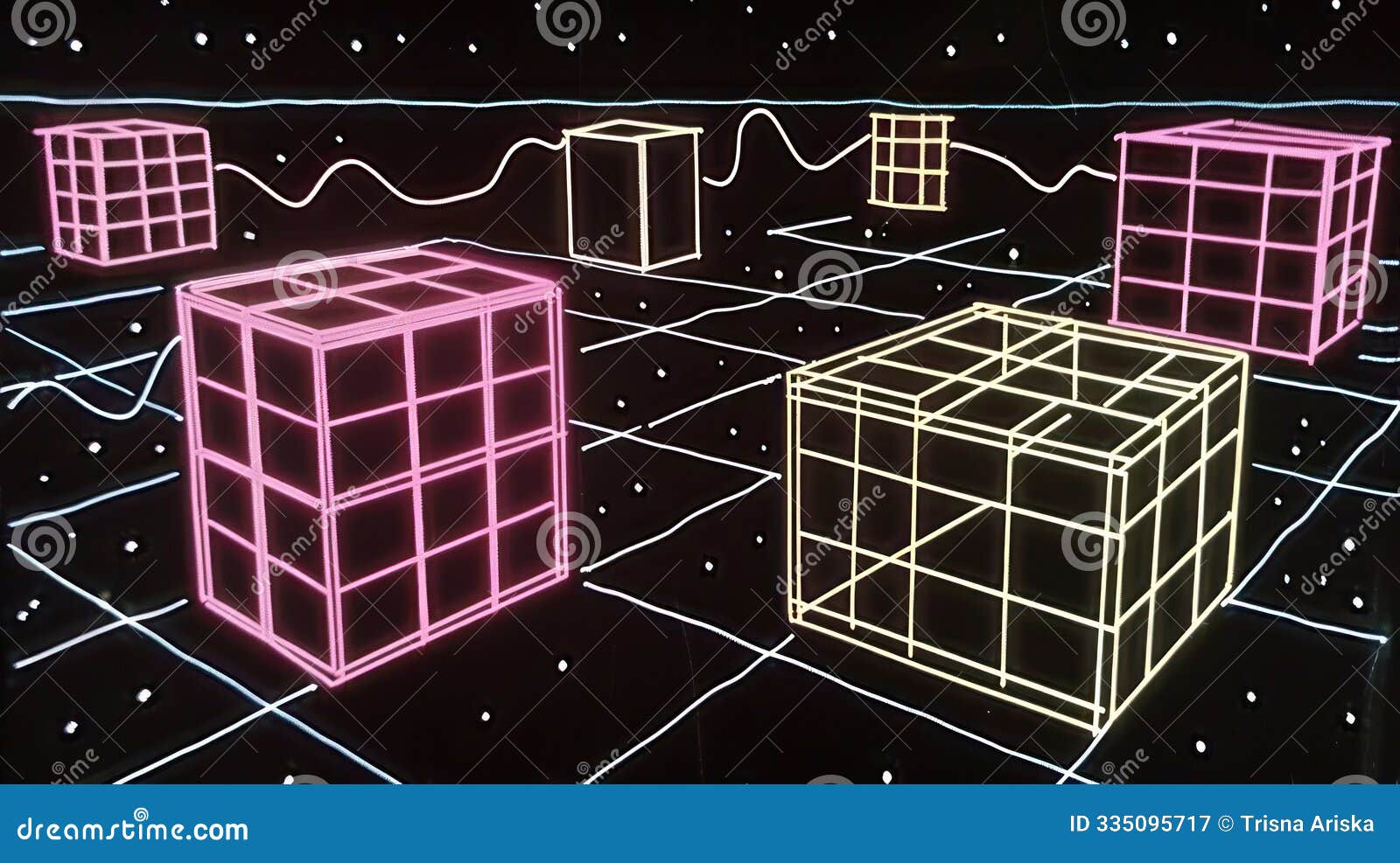 A Digital Landscape Featuring Glowing Cubes in a Grid, Evoking a ...