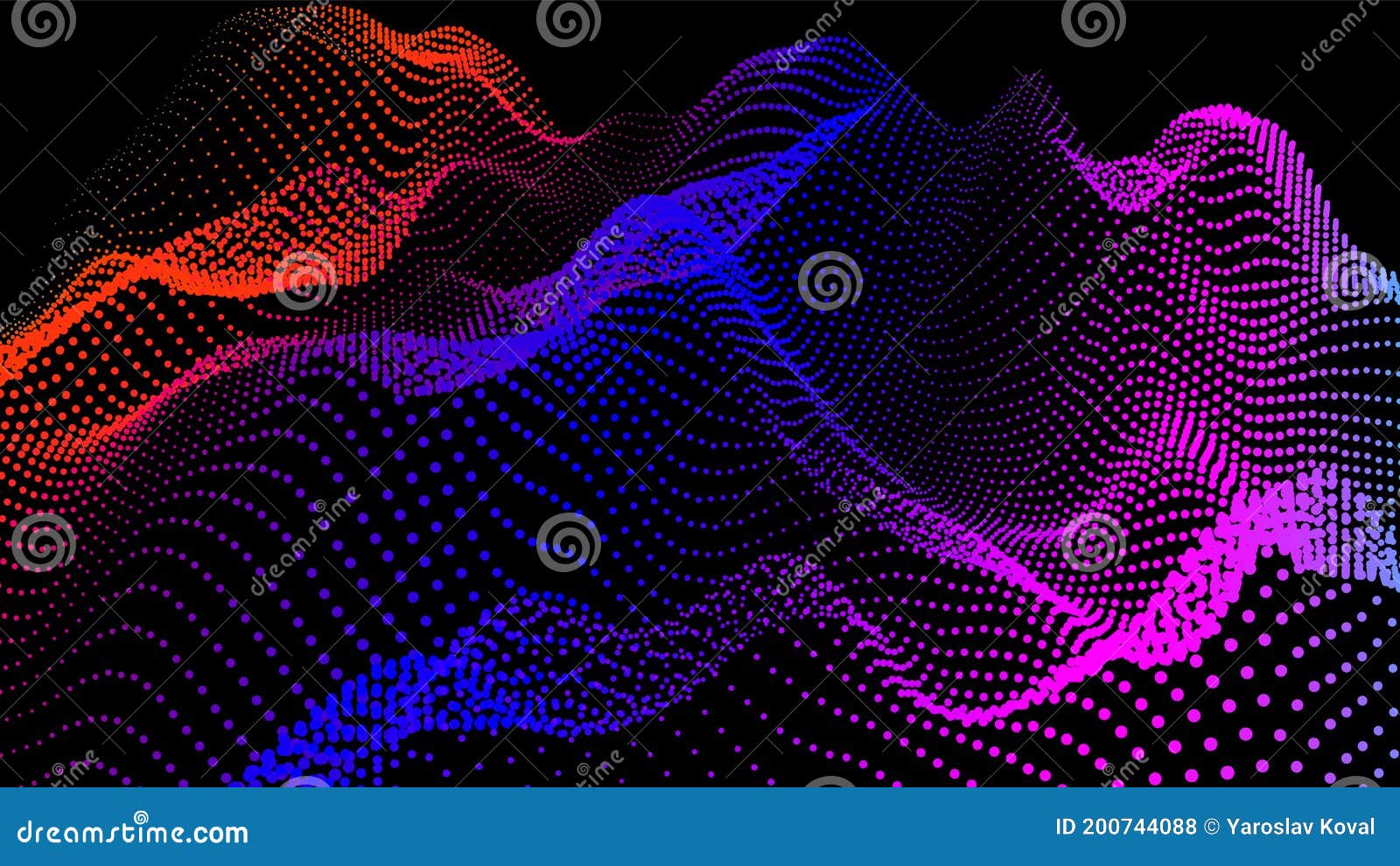 Digital Landscape with Flowing Particles. Cyber or Technology ...