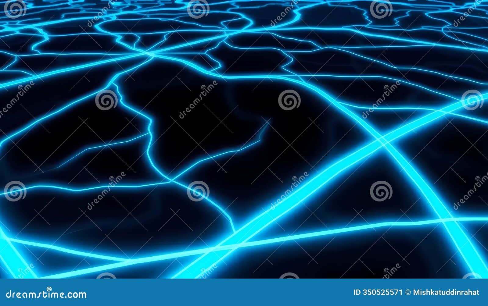 Digital Landscape Glowing Blue Pathways Infinite Space Stock Image ...