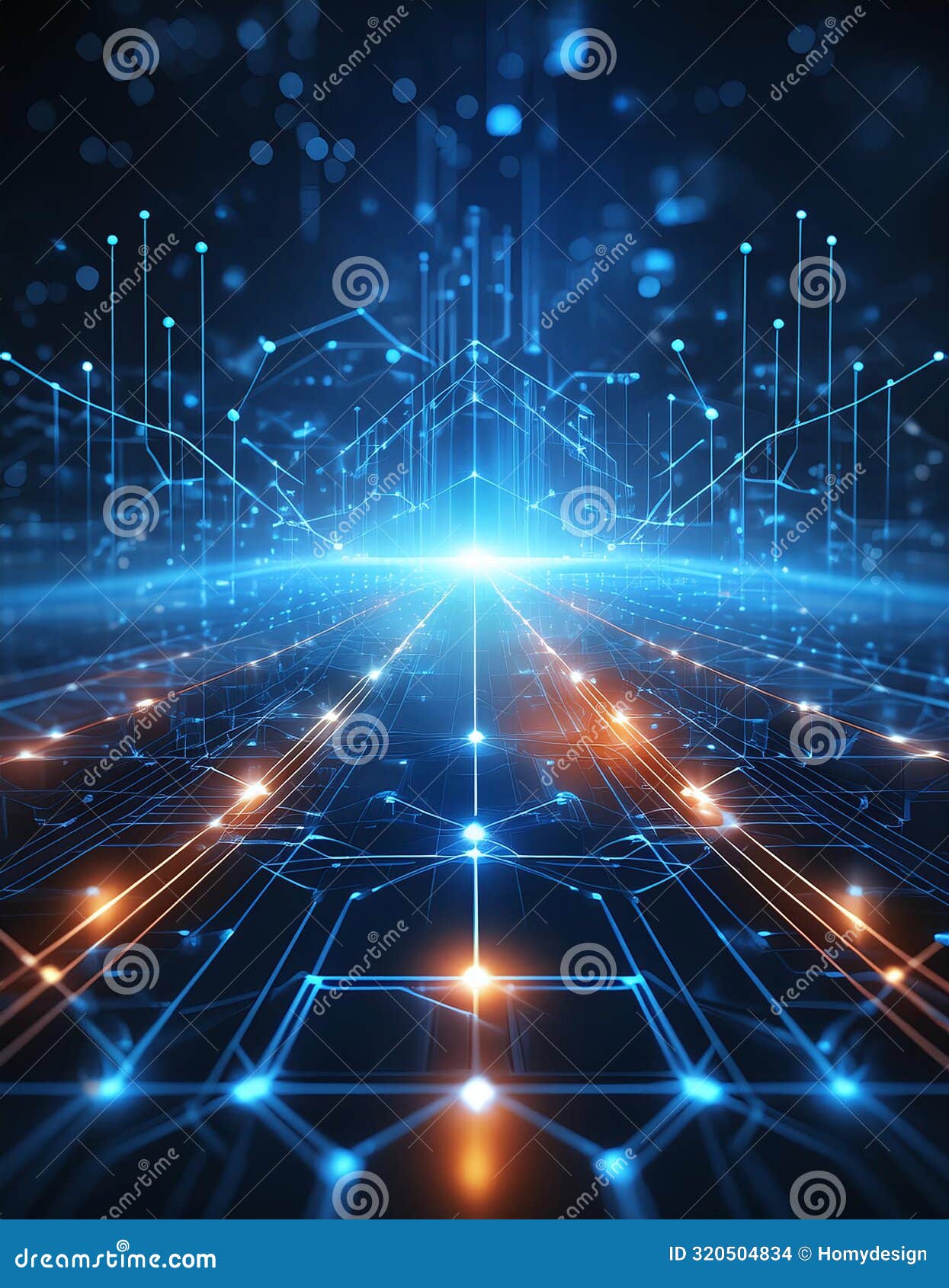 Digital Landscape of Glowing Circuits, Interconnected Pathways Stock ...