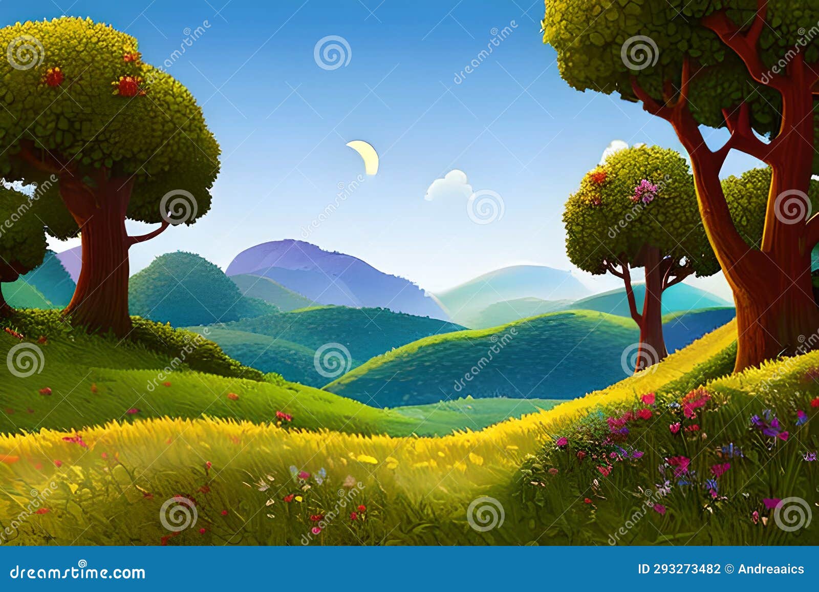 Digital Landscape Illustration for Books, Comics, Diy Projects Stock ...