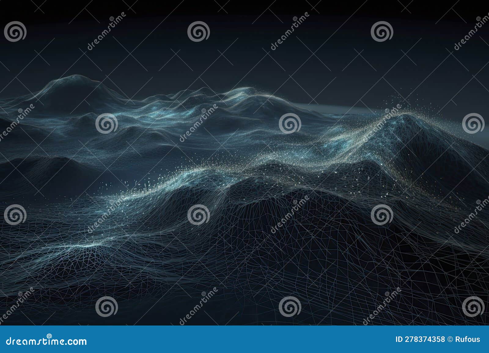 Digital Landscape Terrain Made of Dots, Grid Patterns and Particles ...