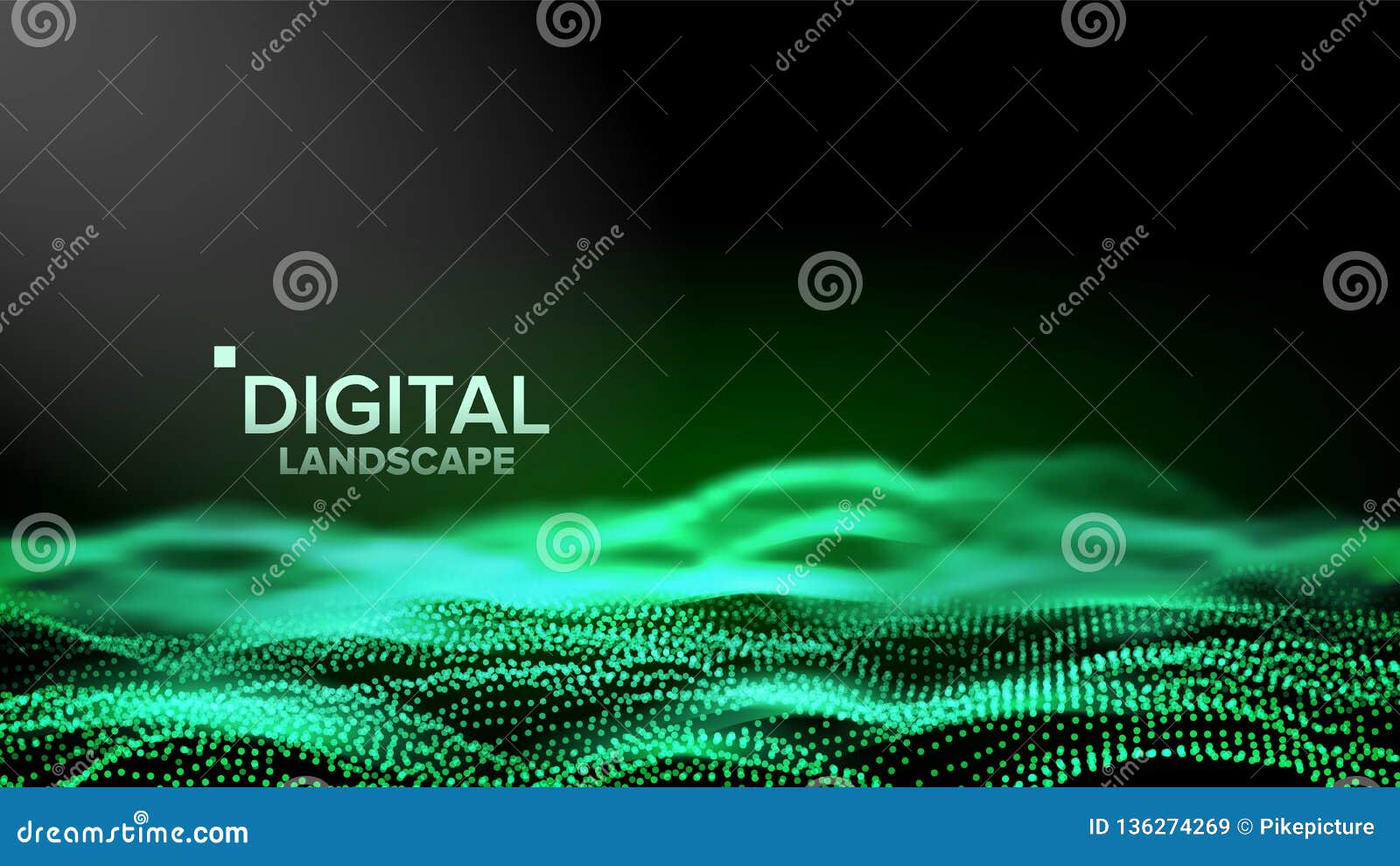 Digital Landscape Vector. Data Technology. Wave Mountain. Tech Surface ...