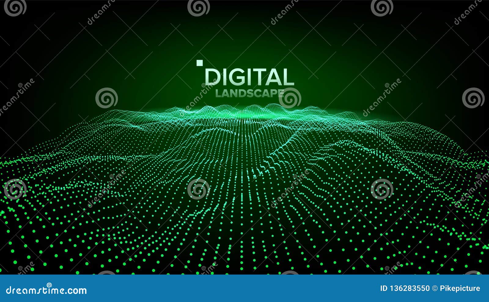 Digital Landscape Vector. Data Technology. Wave Mountain. Tech Surface ...