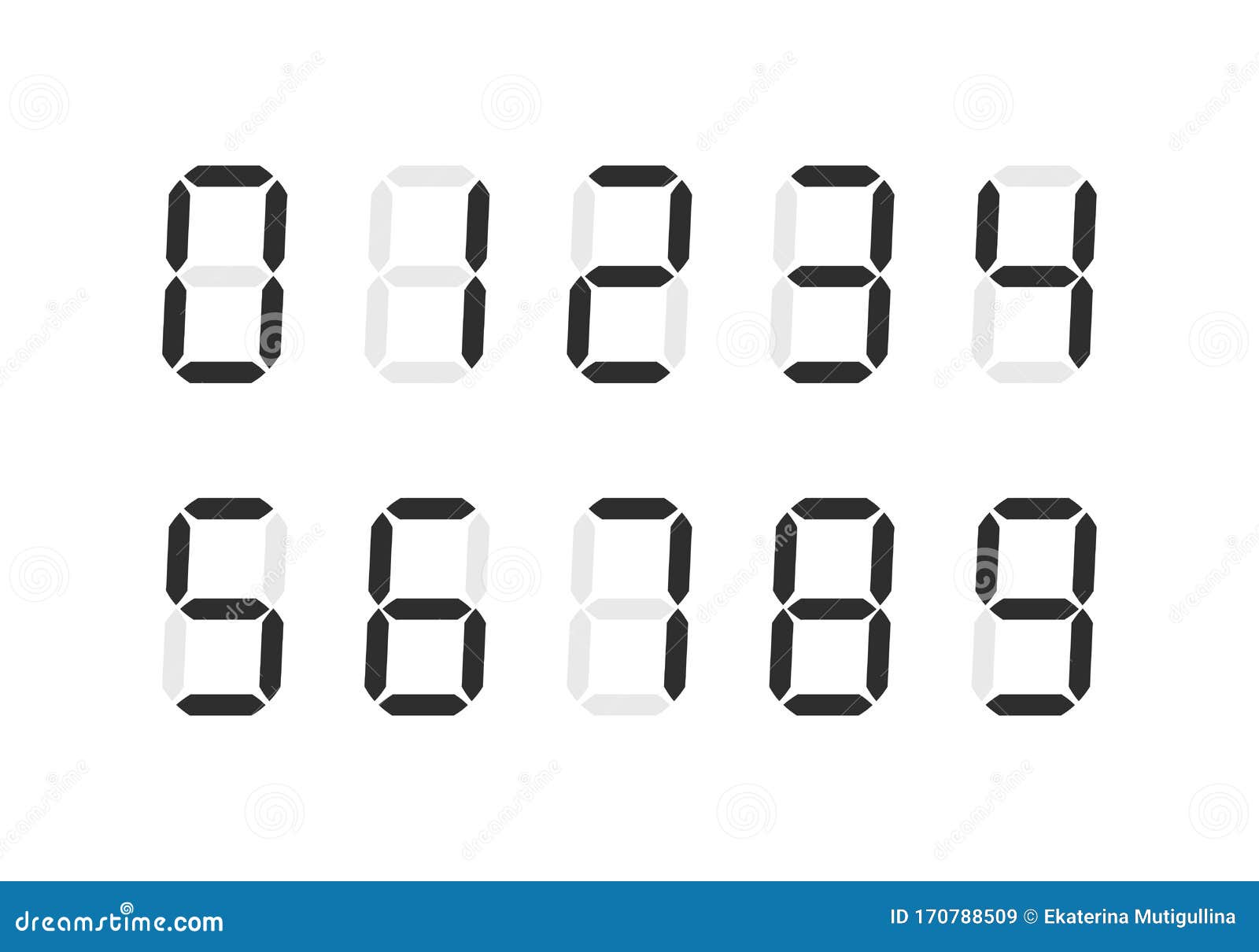 Digital Lcd numbers stock illustration. Illustration of hour - 170788509
