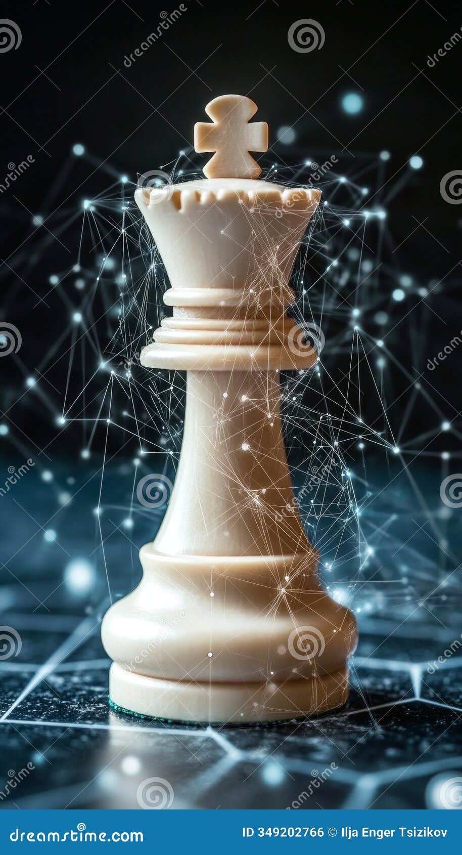 Digital Leadership, Strategy, and Innovation Chess King on Blue with ...