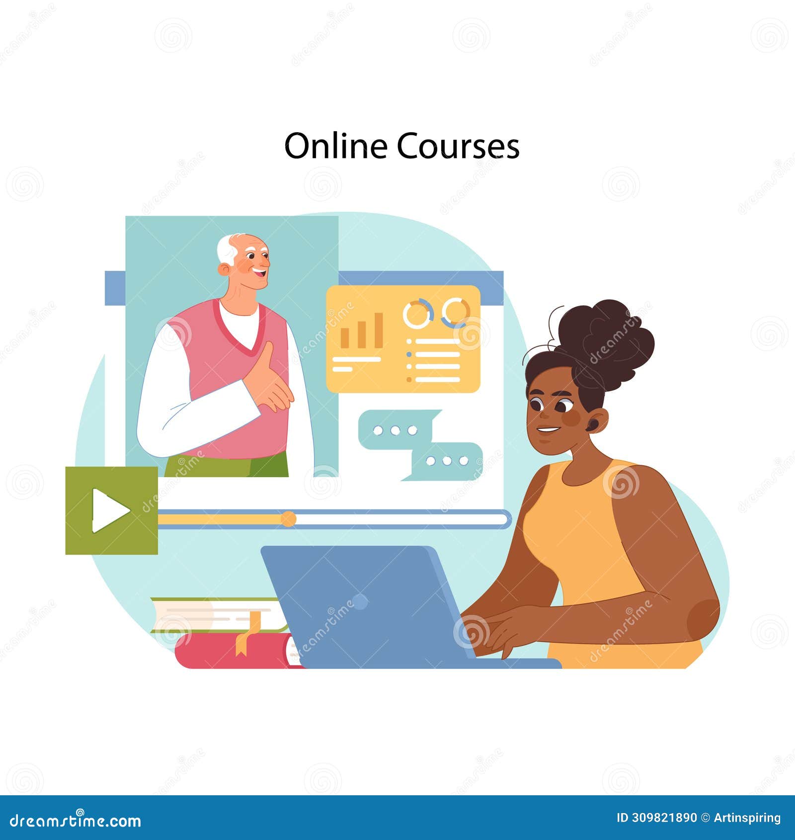 Digital Learning Concept. Flat Vector Illustration Stock Vector ...