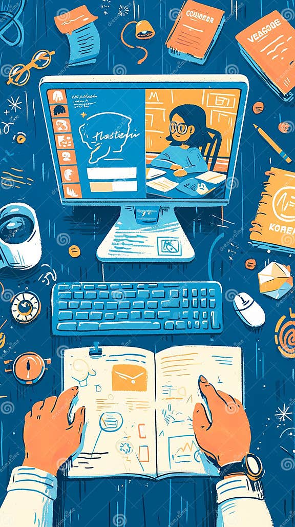 Digital Learning Experience through Virtual Communication with Online Resources Stock ...