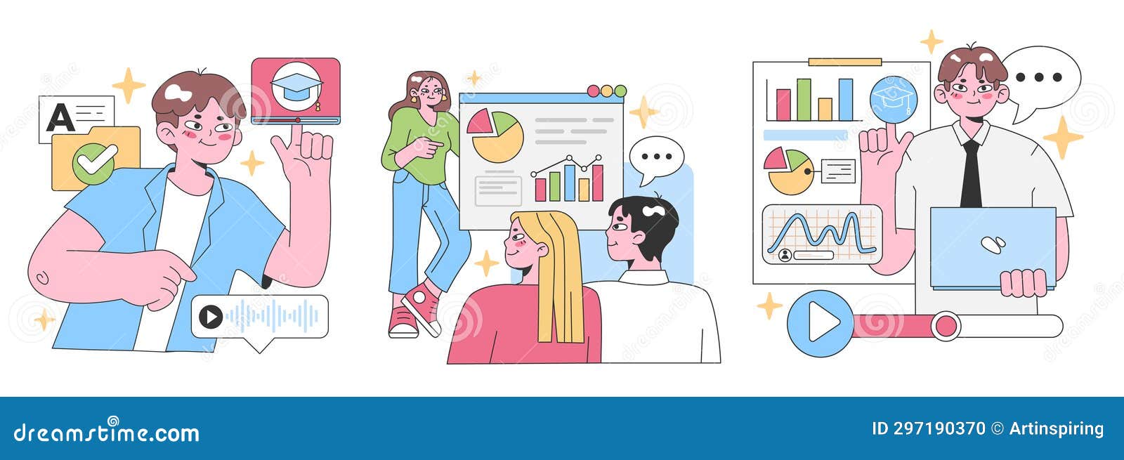 Digital Learning Set. Flat Vector Illustration Stock Vector ...