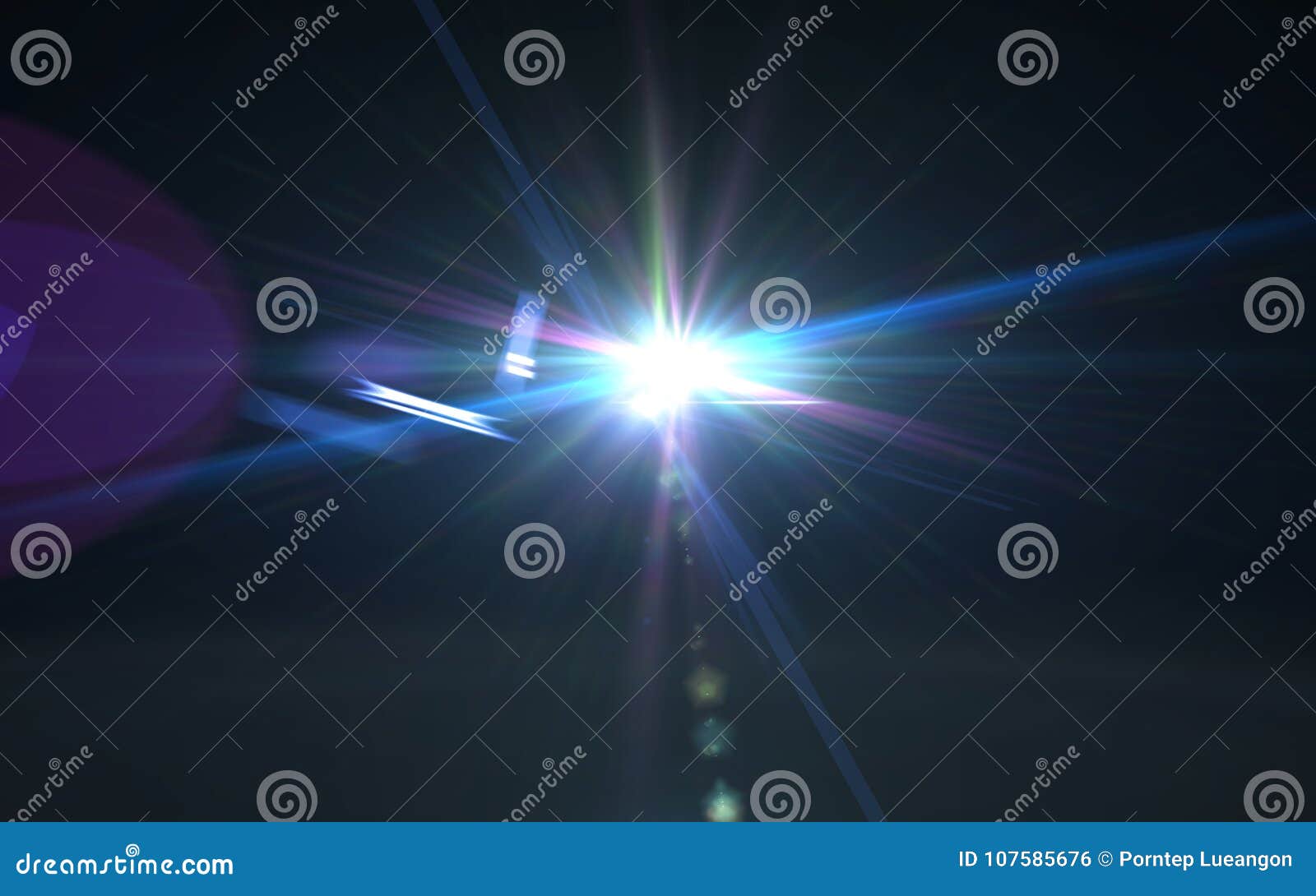 Digital Lens Flare in Black Background. Stock Illustration ...