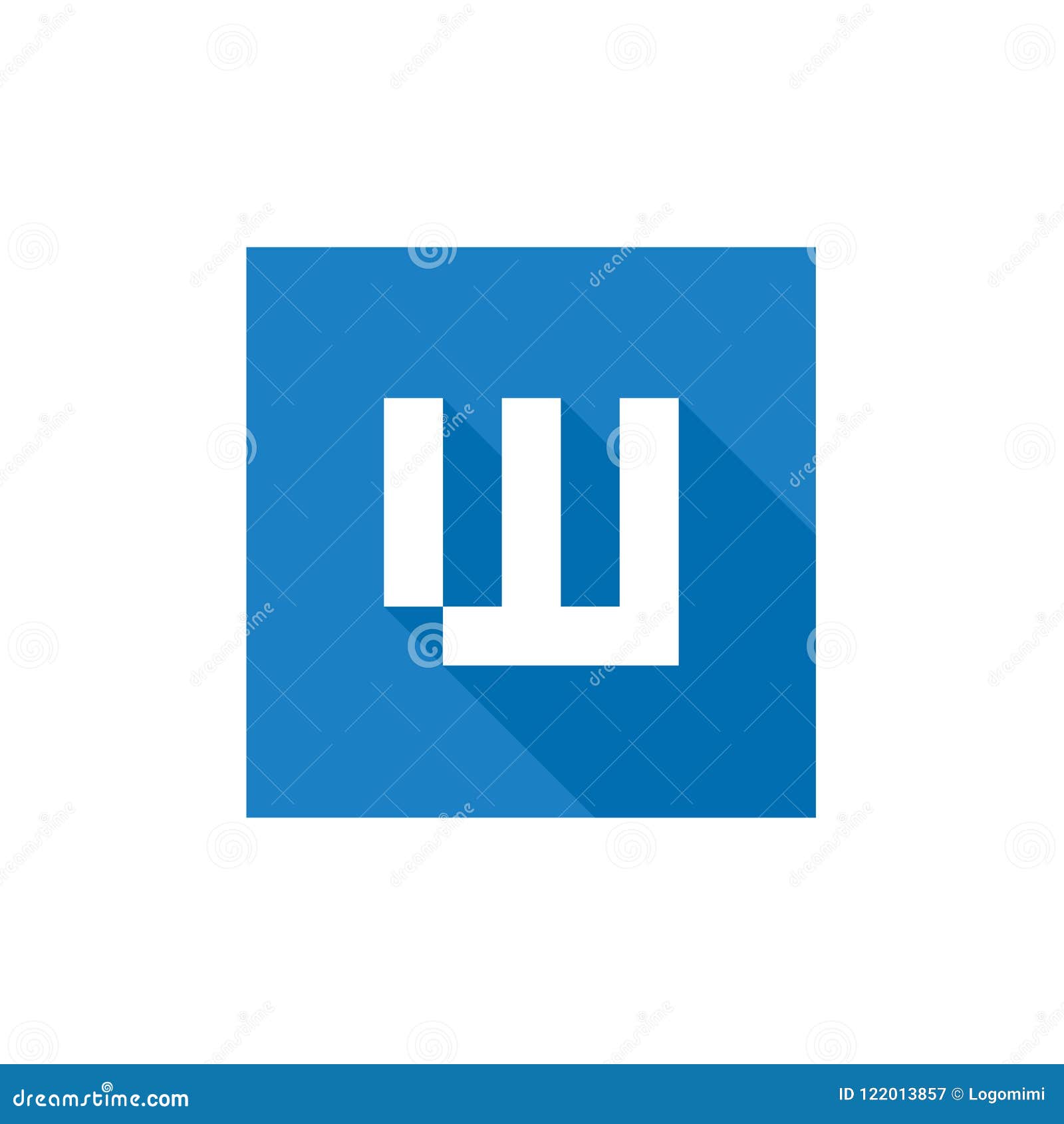 Digital Letter W Vector Logo, Combined with Blue Square Shape, Simple ...