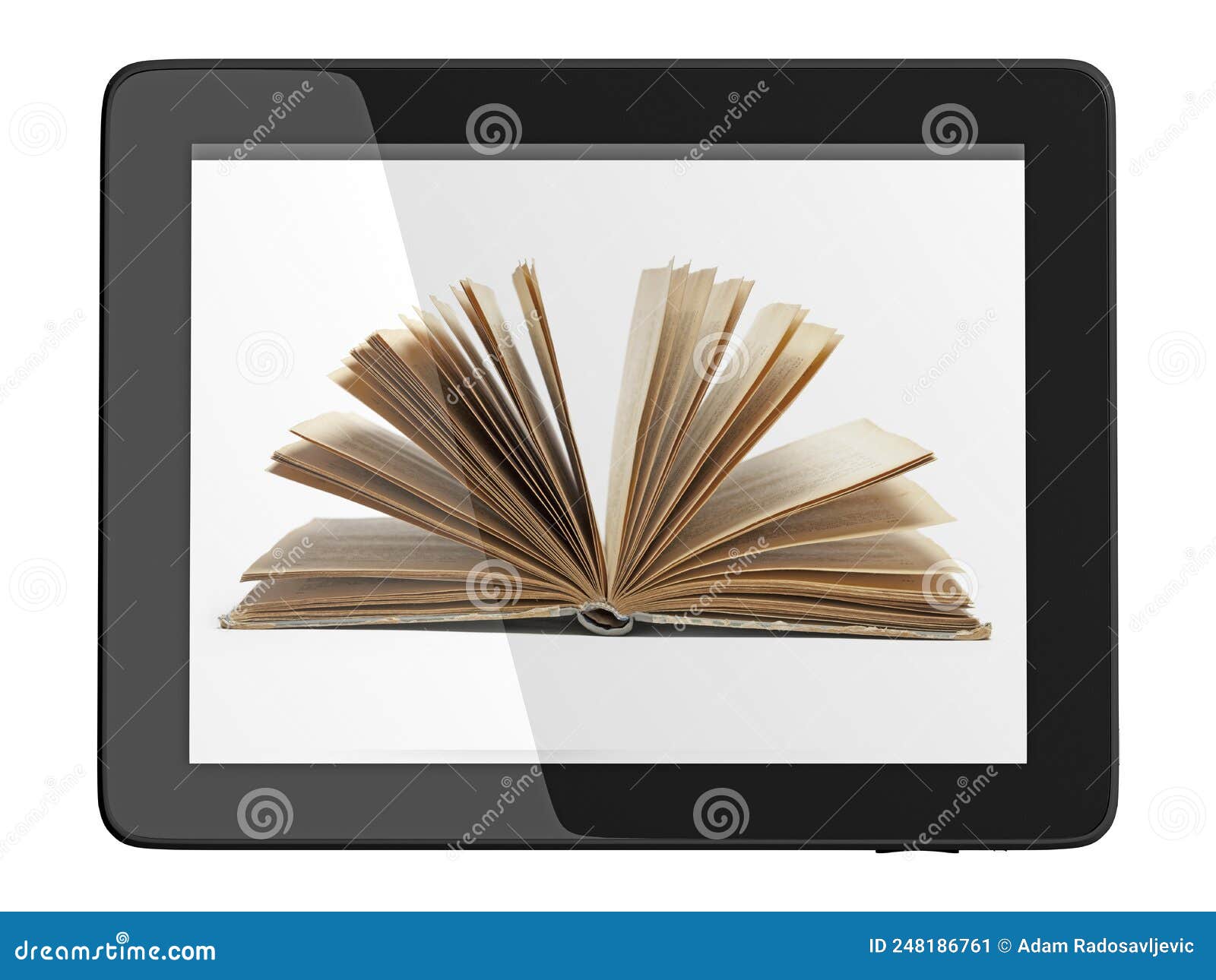 Digital Library Concept - Generic Tablet Computer and Book Stock ...