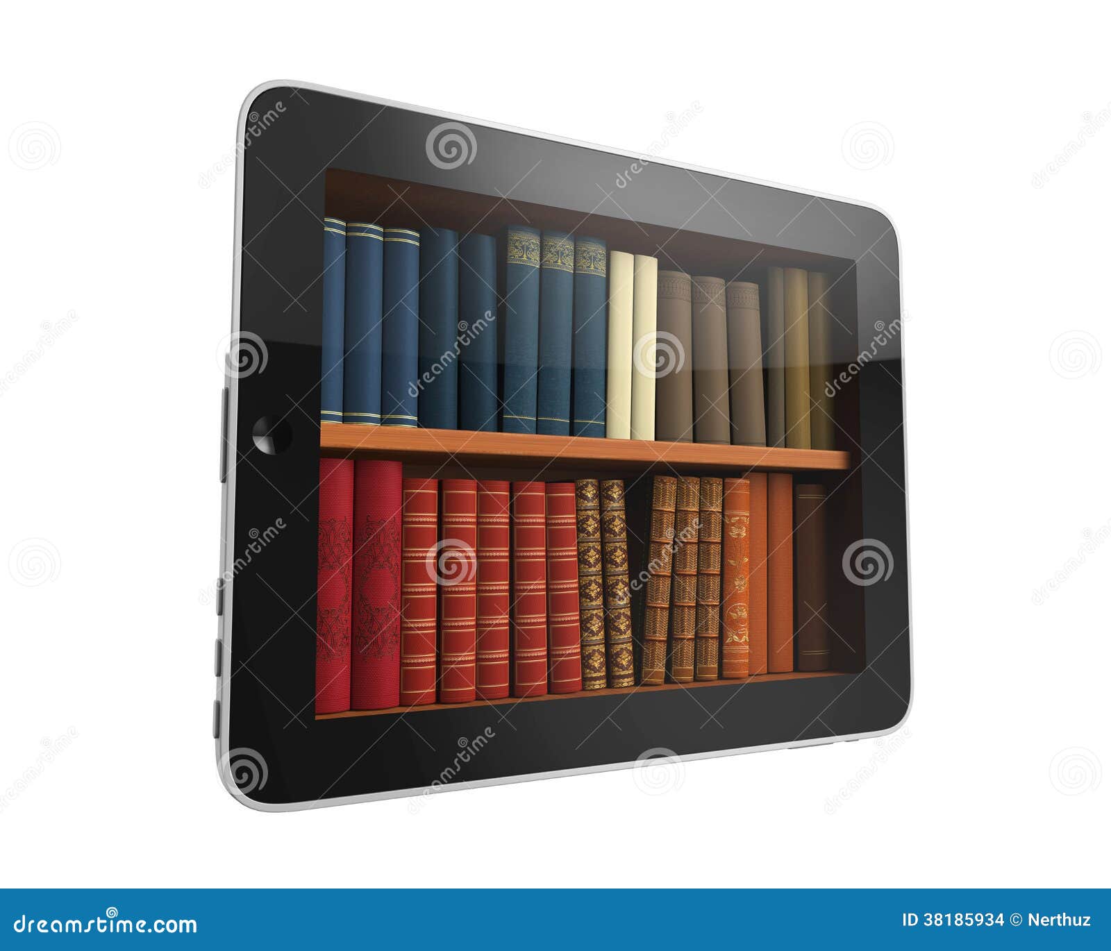 Digital Library Tablet stock illustration. Illustration of education ...