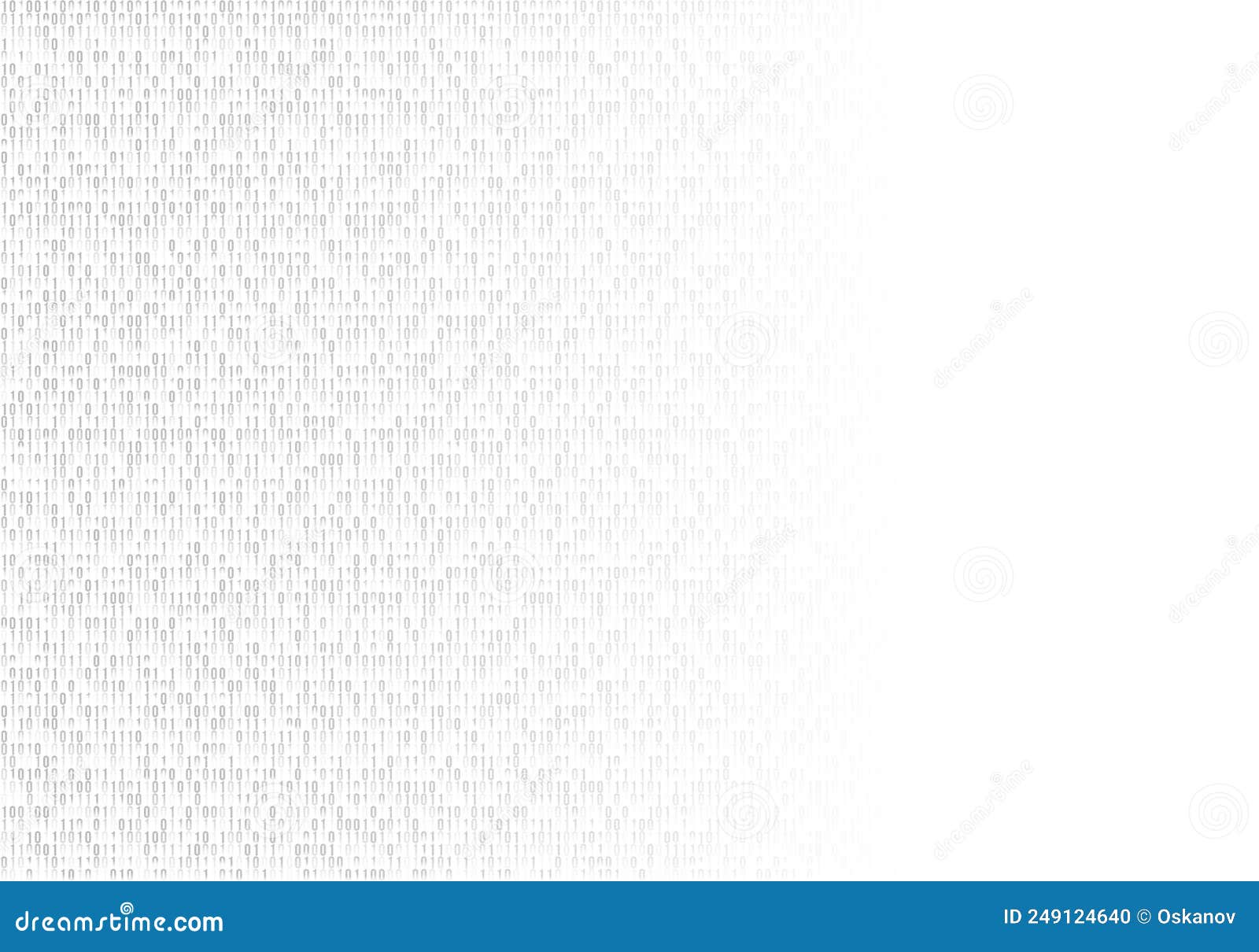 Abstract Binary Code on White Clean Background. Copyspace on the Right ...