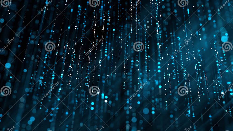 Digital Light Strings in Futuristic Cyber Space with Blue Illumination ...