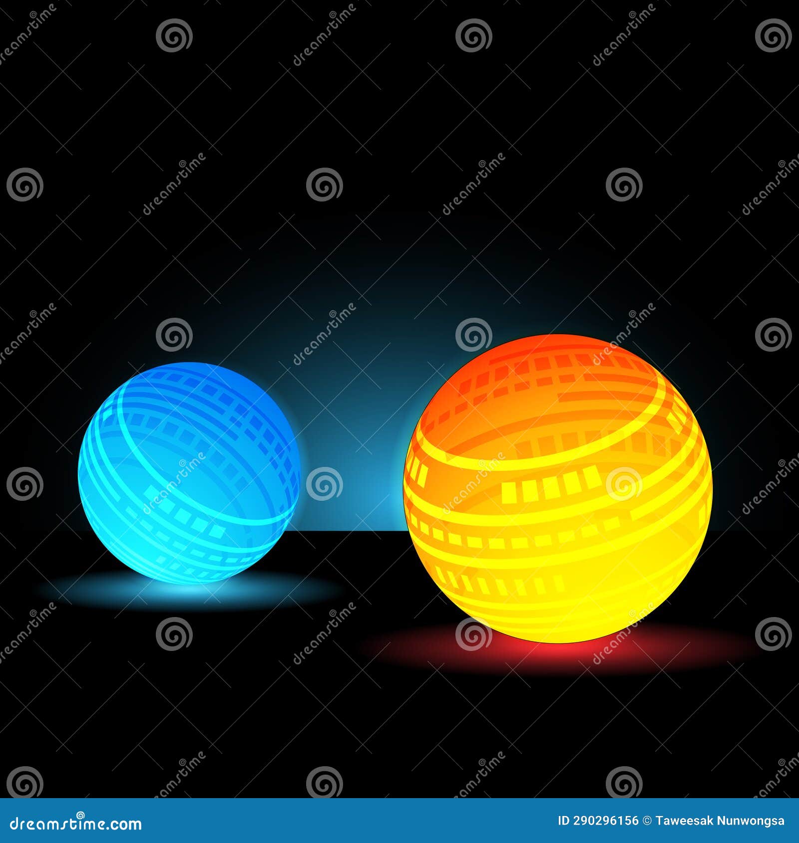 Digital Lighting Colorful Balls on Black Background, Illustration ...