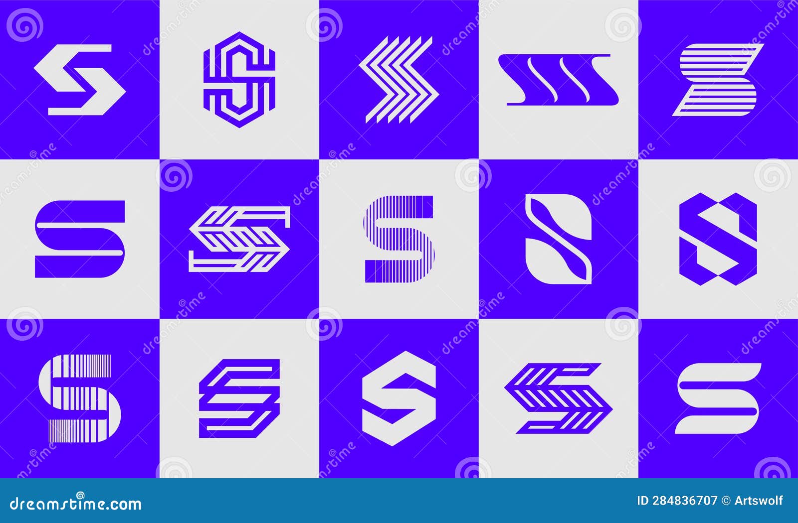 Digital Line Abstract Initial S Logo Icon Template Set. Technology ...