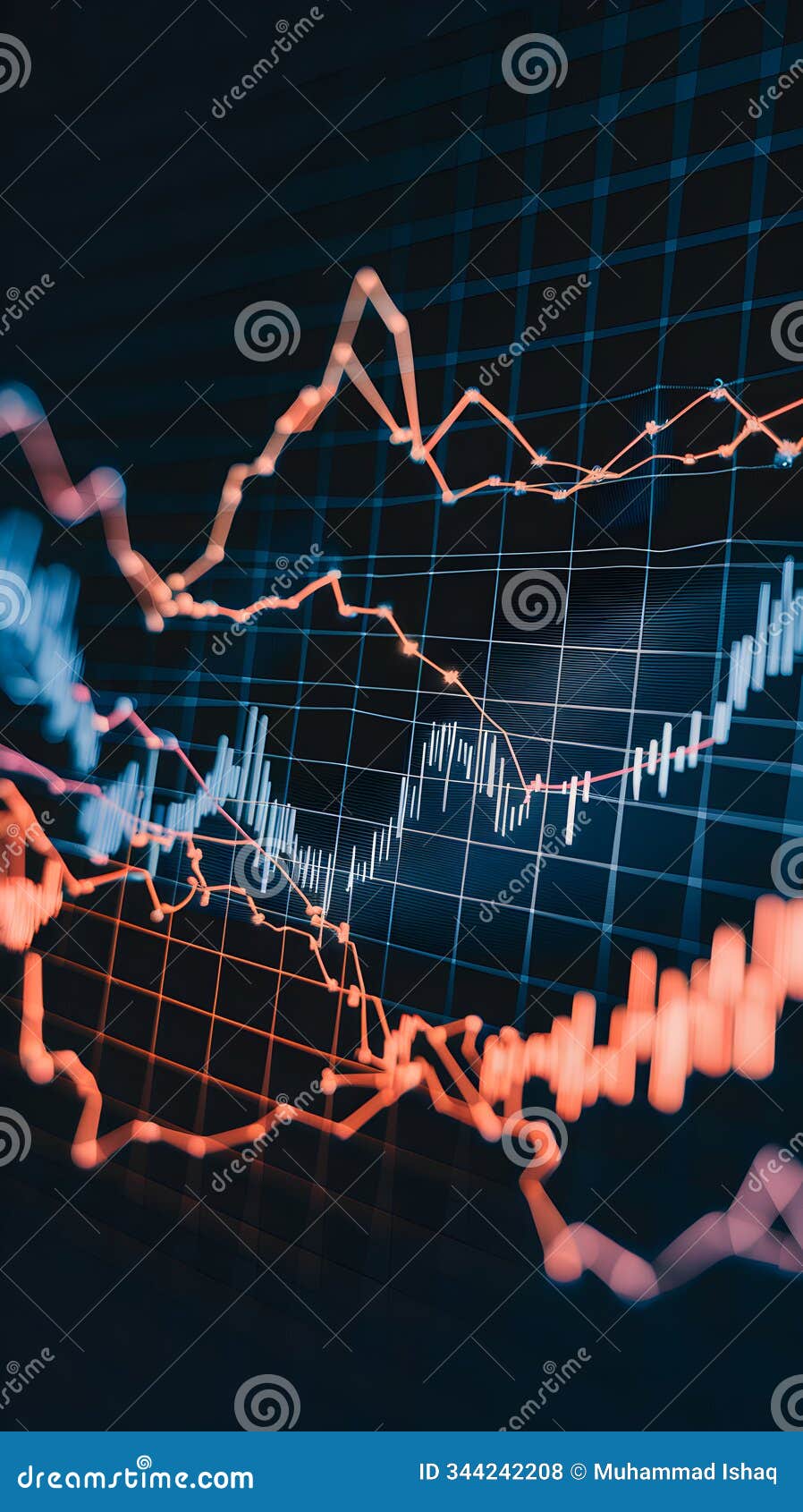 Digital Line Graph Depicting Fluctuations in Data with a Dark ...