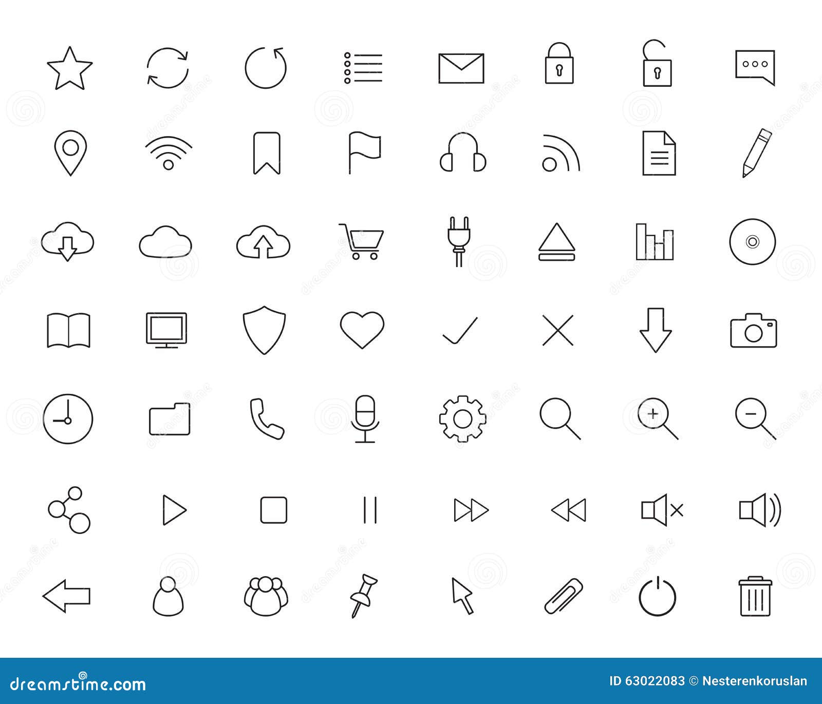 Digital linear icons set stock vector. Illustration of flag - 63022083