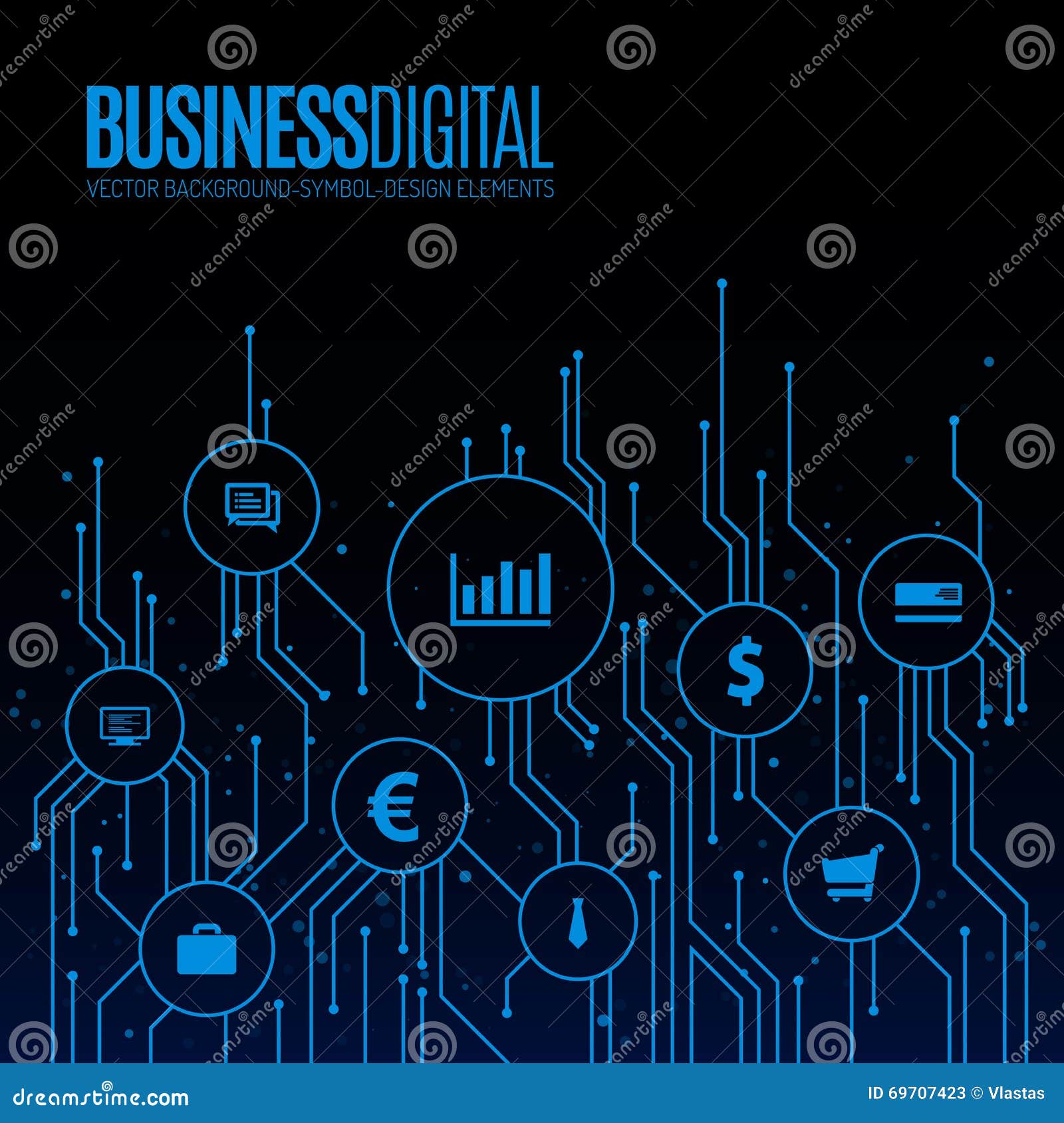 Digital Lines with Bubbles for Business Symbols. Stock Vector ...