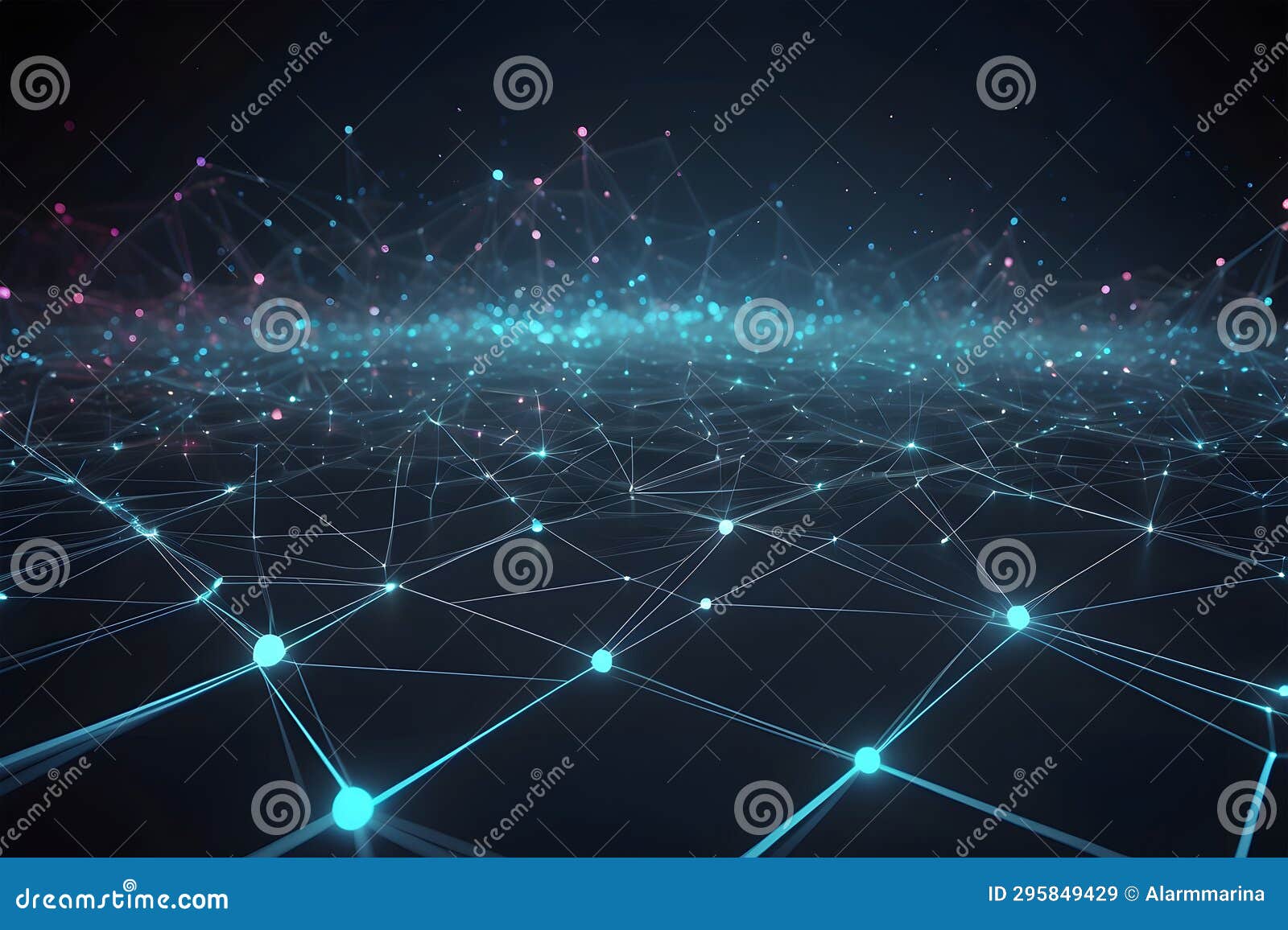 Digital Lines and Dots Connect in Abstract Space. Wireless Network and ...