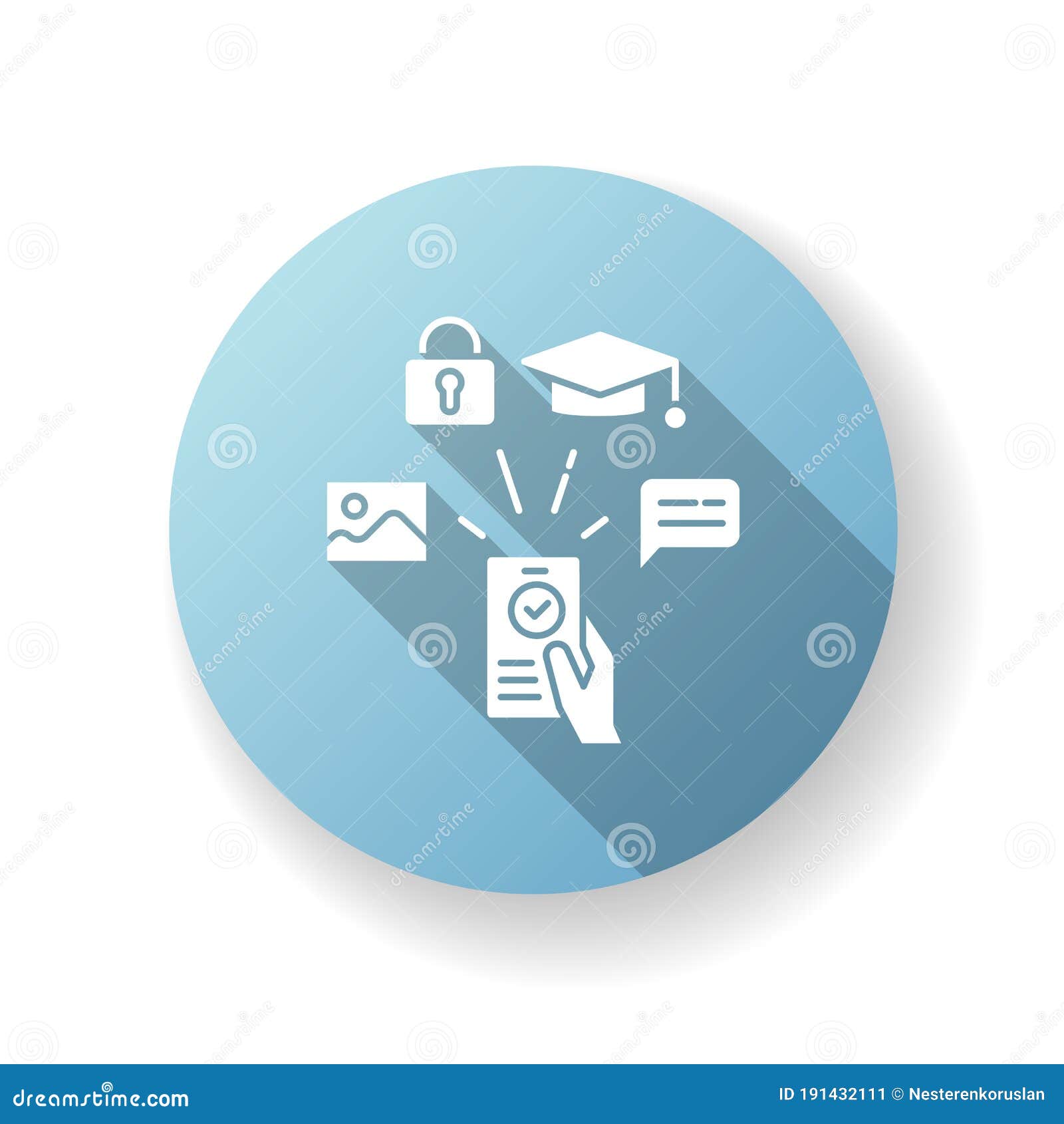 Digital Literacy Blue Flat Design Long Shadow Glyph Icon Stock Vector ...