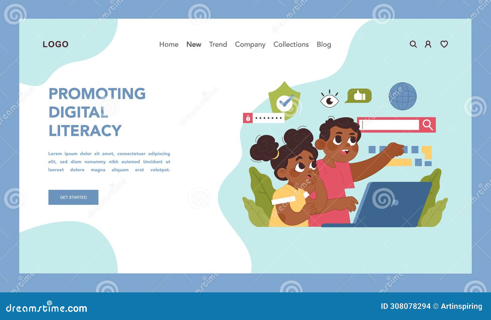 Digital Literacy Concept. Flat Vector Illustration Stock Vector ...