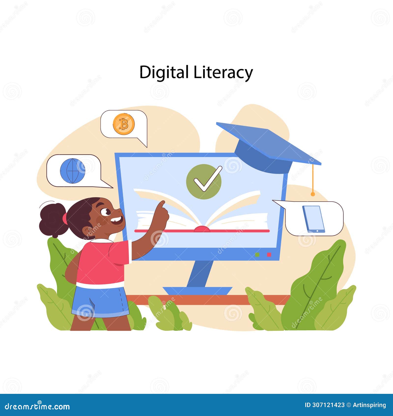 Digital Literacy Concept. Flat Vector Illustration Stock Vector ...
