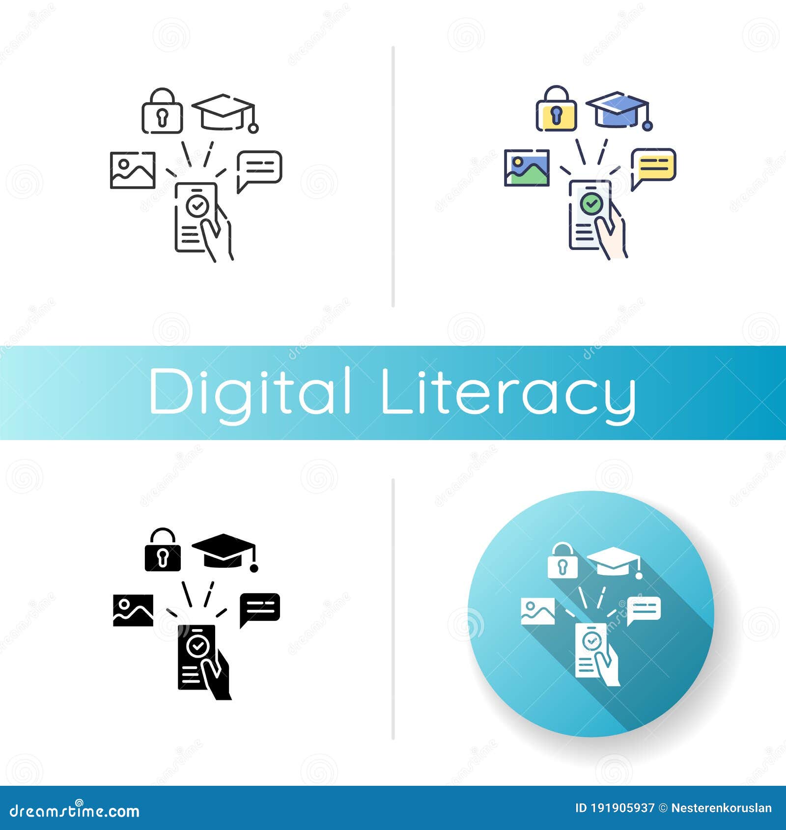 Digital literacy icon stock vector. Illustration of mobile - 191905937