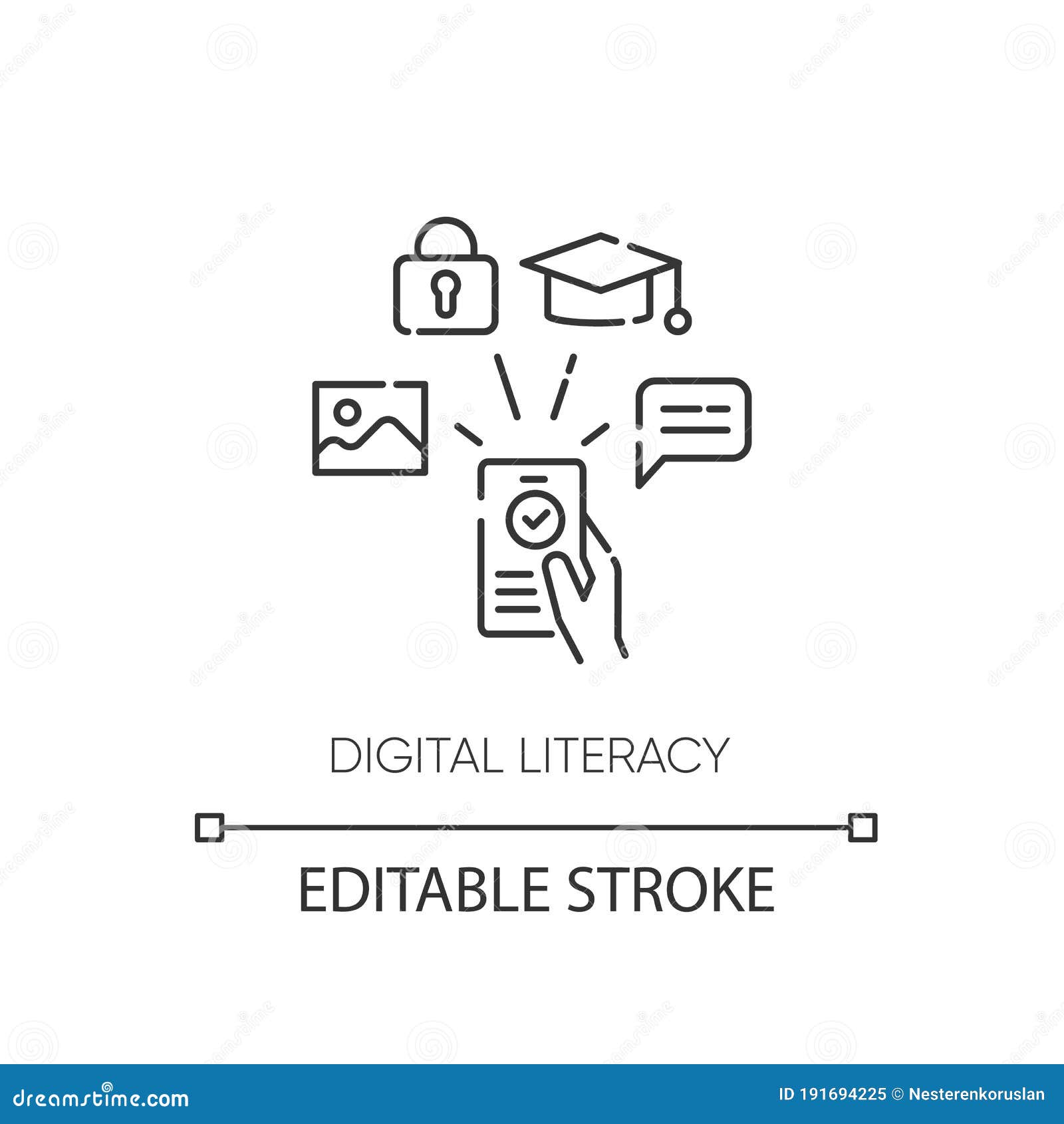Digital Literacy Pixel Perfect Linear Icon Stock Vector - Illustration ...