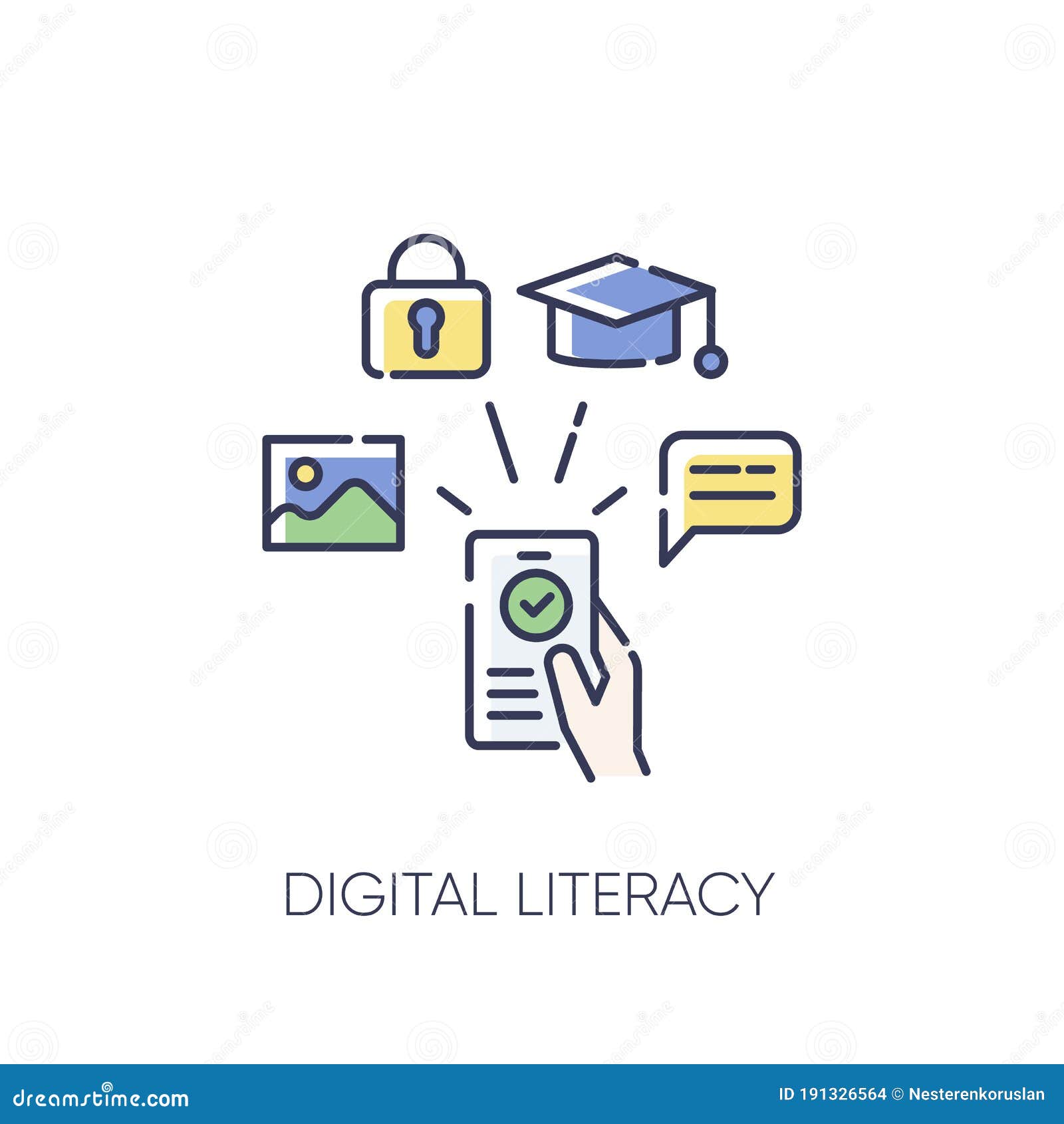 Digital Literacy RGB Color Icon Stock Vector - Illustration of ...