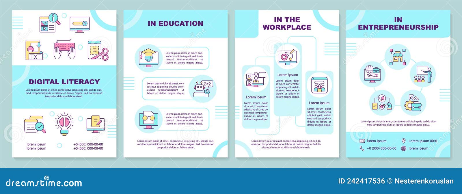 Digital Literacy in Spheres Brochure Template Stock Vector ...