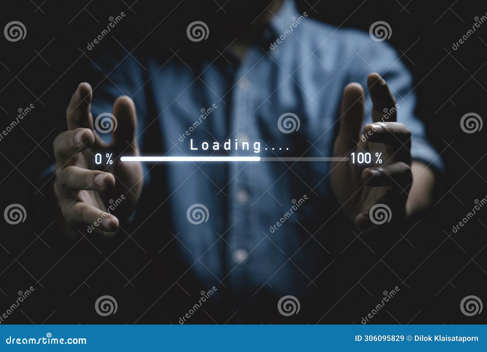 Digital Loading Bar Progress from 0 To 100 between Businessman Hands ...