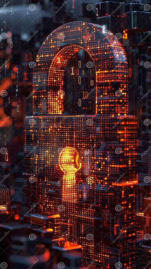 Digital Lock with Binary Code Overlay, Futuristic Cybersecurity Concept ...