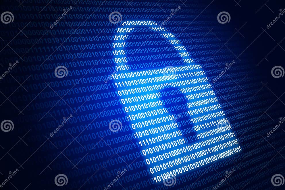Digital Lock and Blue Binary Code Stock Illustration - Illustration of ...