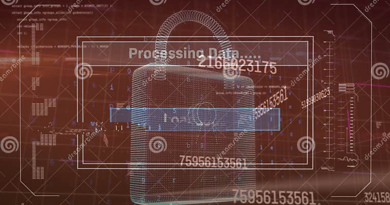 Digital Lock with Data Processing Overlay Showing Futuristic Interface ...