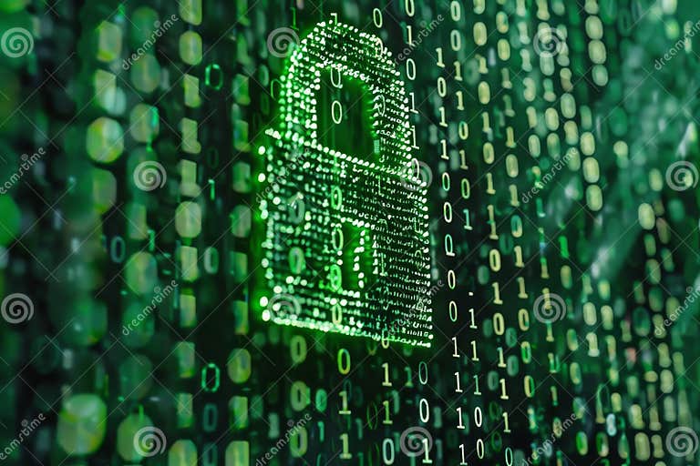A Digital Lock Formed by Binary Code, Symbolizing Data Encryption ...