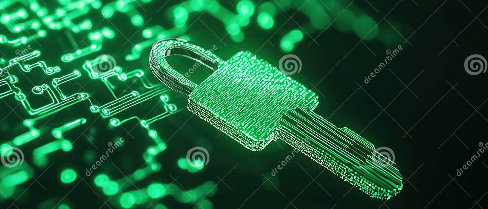 Digital Lock Glowing in Green Light, Symbolizing Security and ...