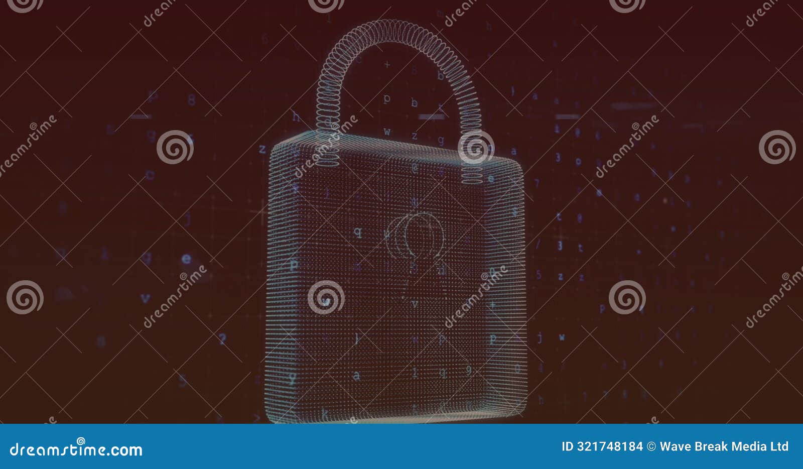 Digital Lock Graphic with Floating Letters and Numbers on Dark ...