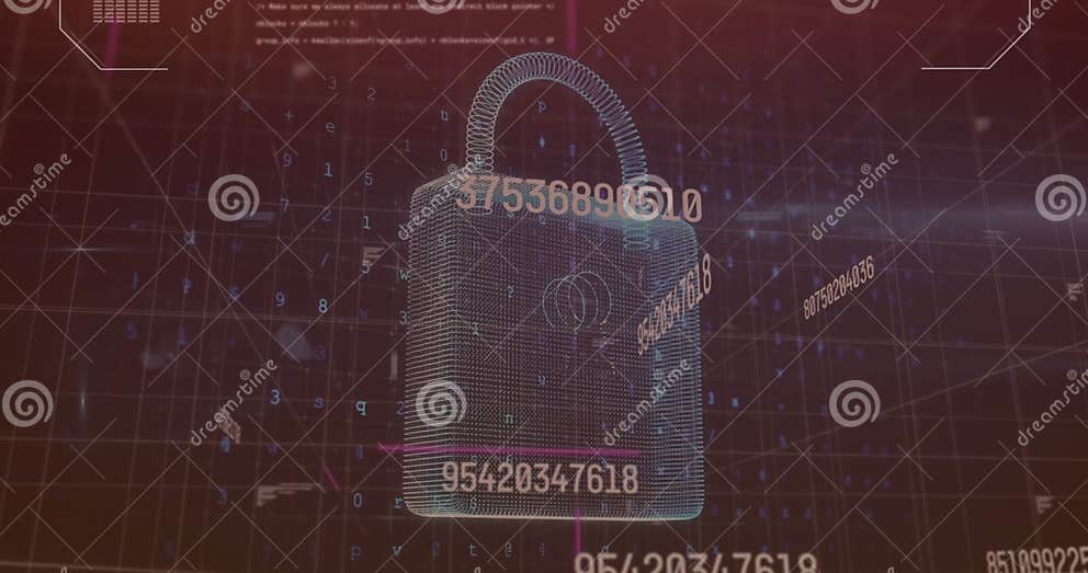 Digital Lock Graphic with Numbers Floating Around, Representing ...