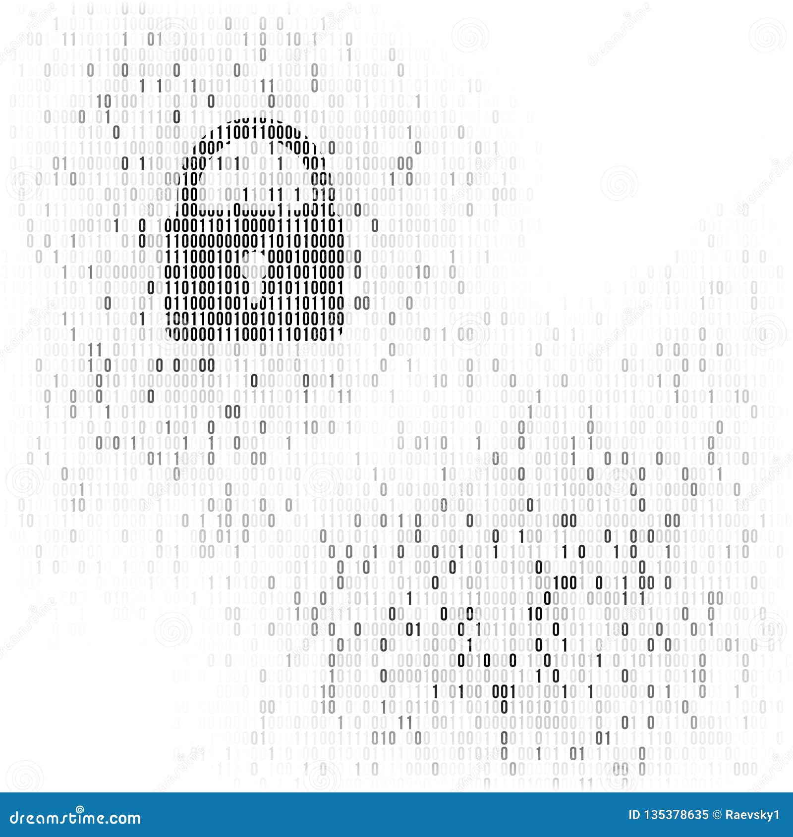 Digital Lock Guard Sign. Binary Code Vector Background With Numbers One ...