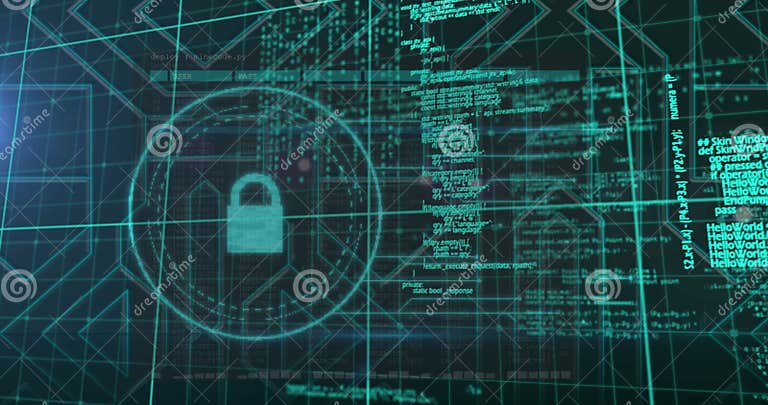 Digital Lock Icon and Code Overlay Representing Cybersecurity Concepts ...