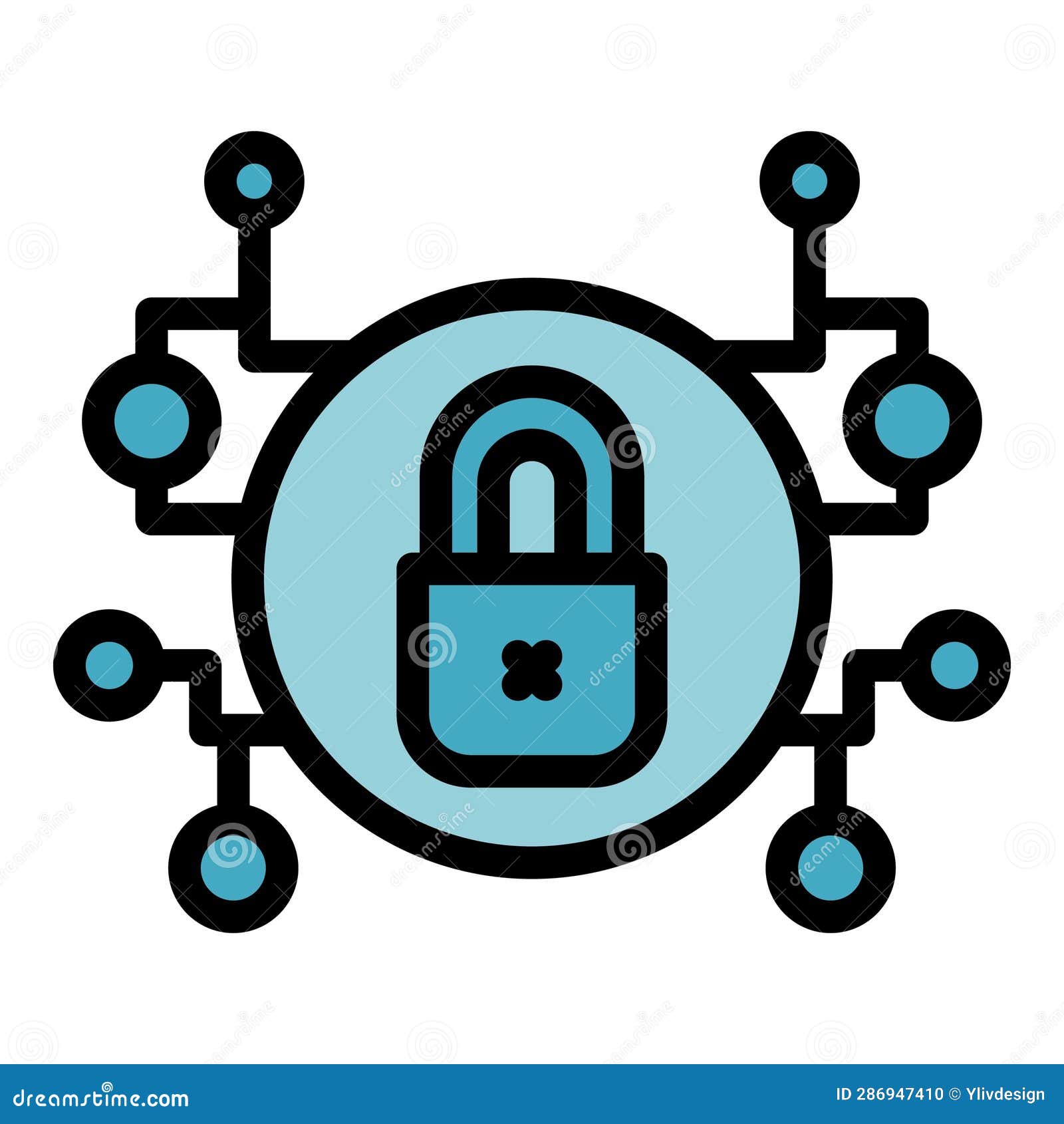 Digital Lock Icon Vector Flat Stock Illustration - Illustration of data ...
