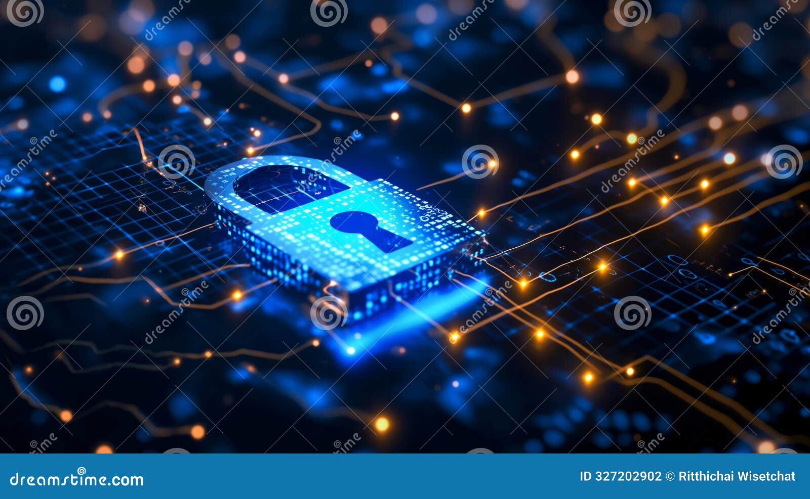 A Digital Lock Integrated into a Complex Circuit Board, Representing ...