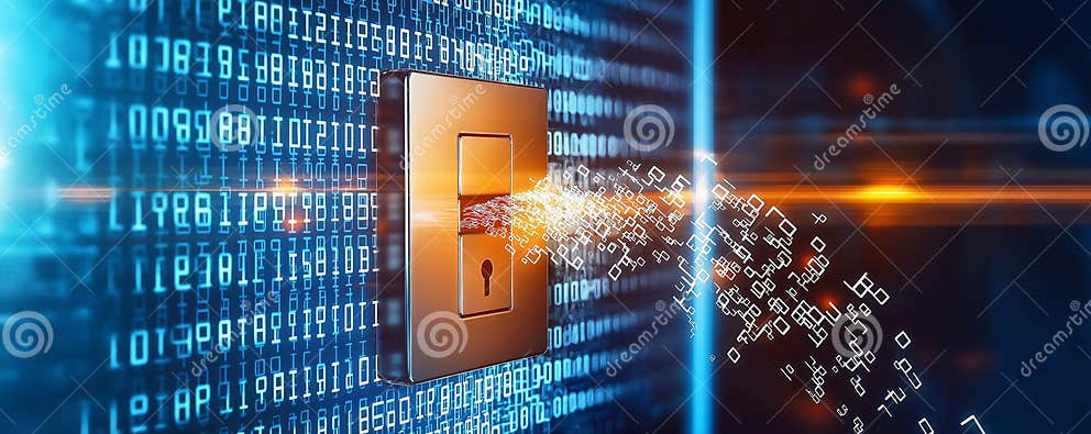 A Digital Lock Interface with Binary Code, Symbolizing Cybersecurity ...